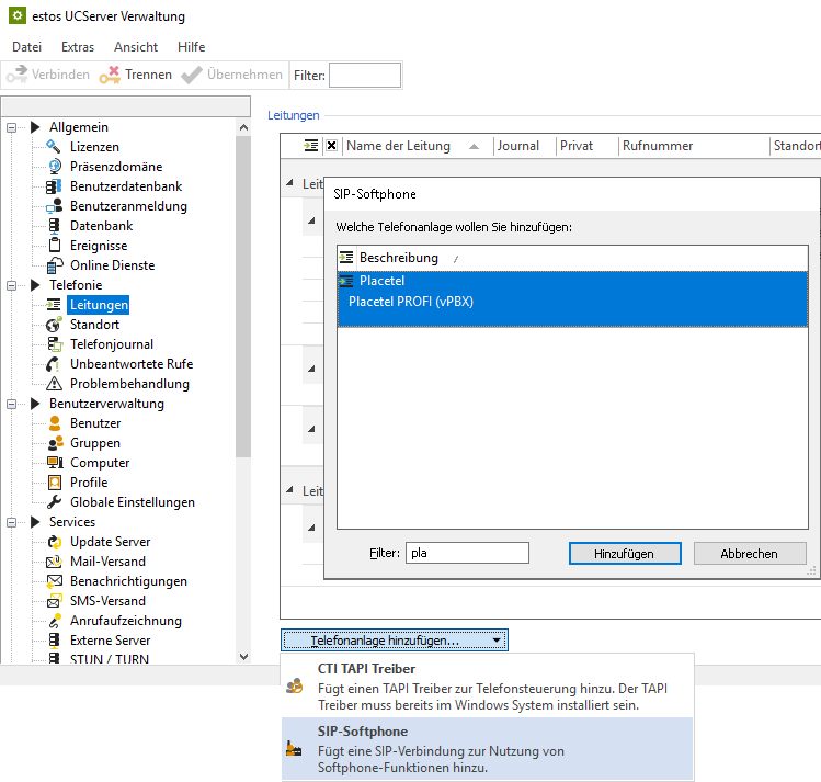 Telefonanlagen-spezifische Konfiguration: Softphone Funktionen (SIP) für Placetel PROFI vPBX ...